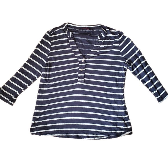 fresh produce | Tops | Fresh Produce Navy Roll Tab Striped Top | Poshmark